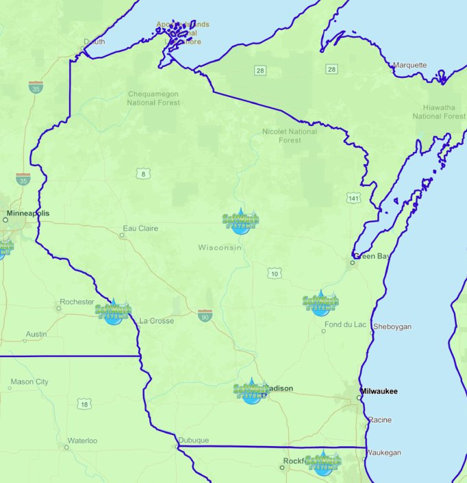 Wisconsin map • SoftWash Systems